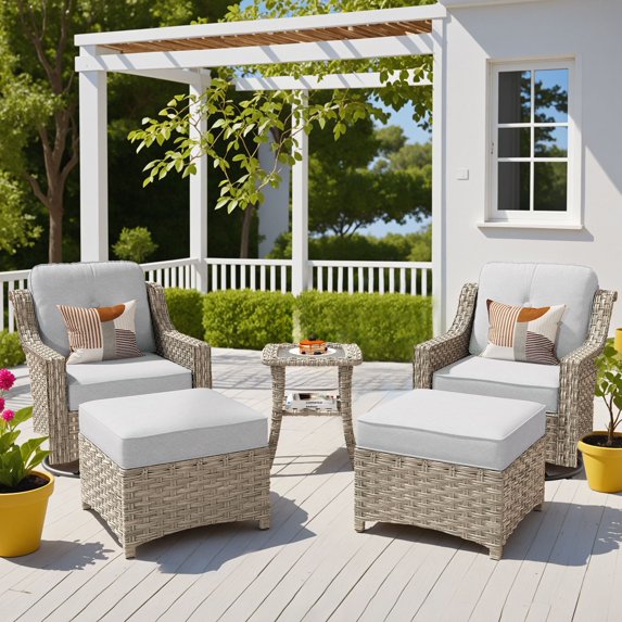 Vcatnet 5 Pieces Patio Furniture Sets with Swivel Glider Chairs ...