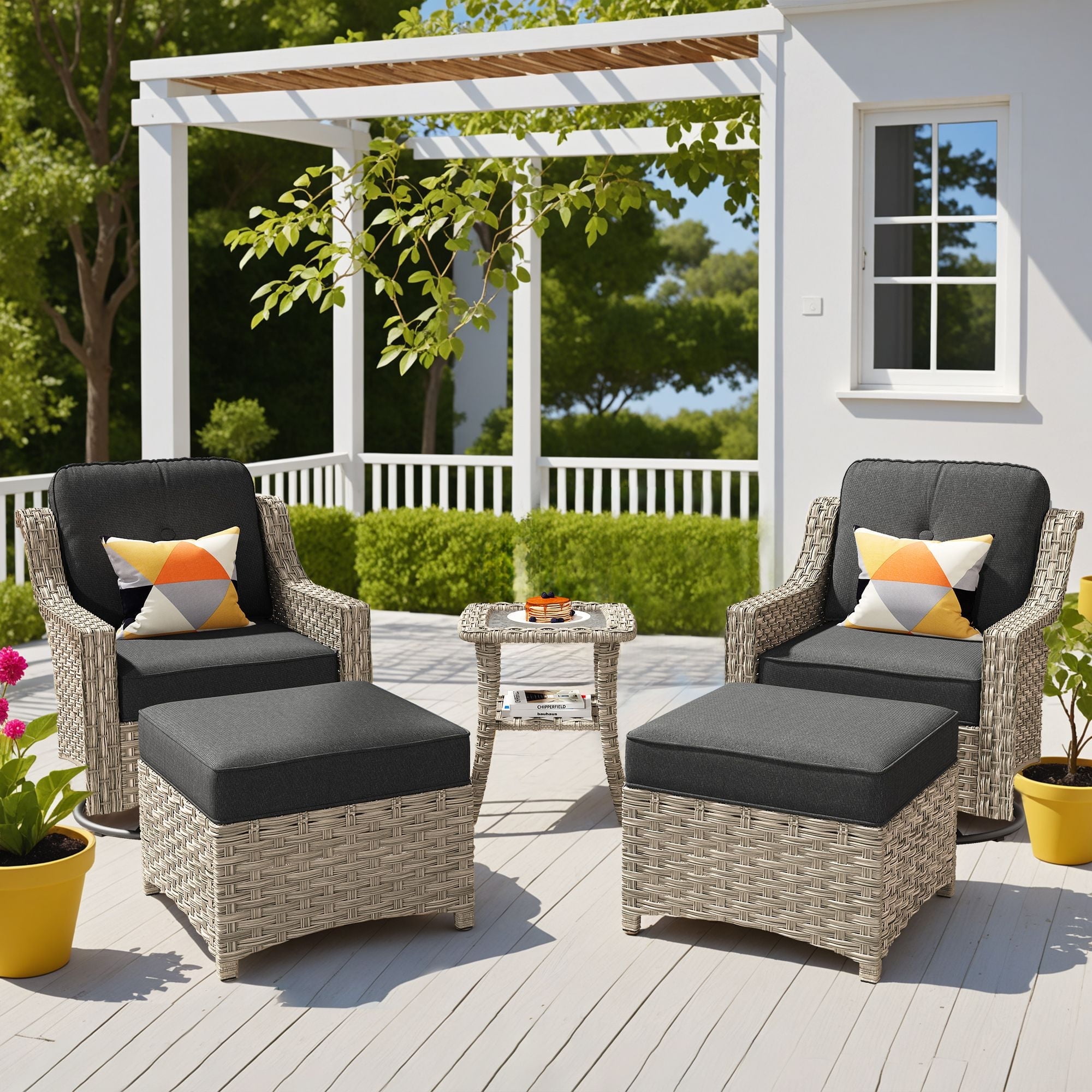 Vcatnet 5 Pieces Patio Furniture Sets with Swivel Glider Chairs ...