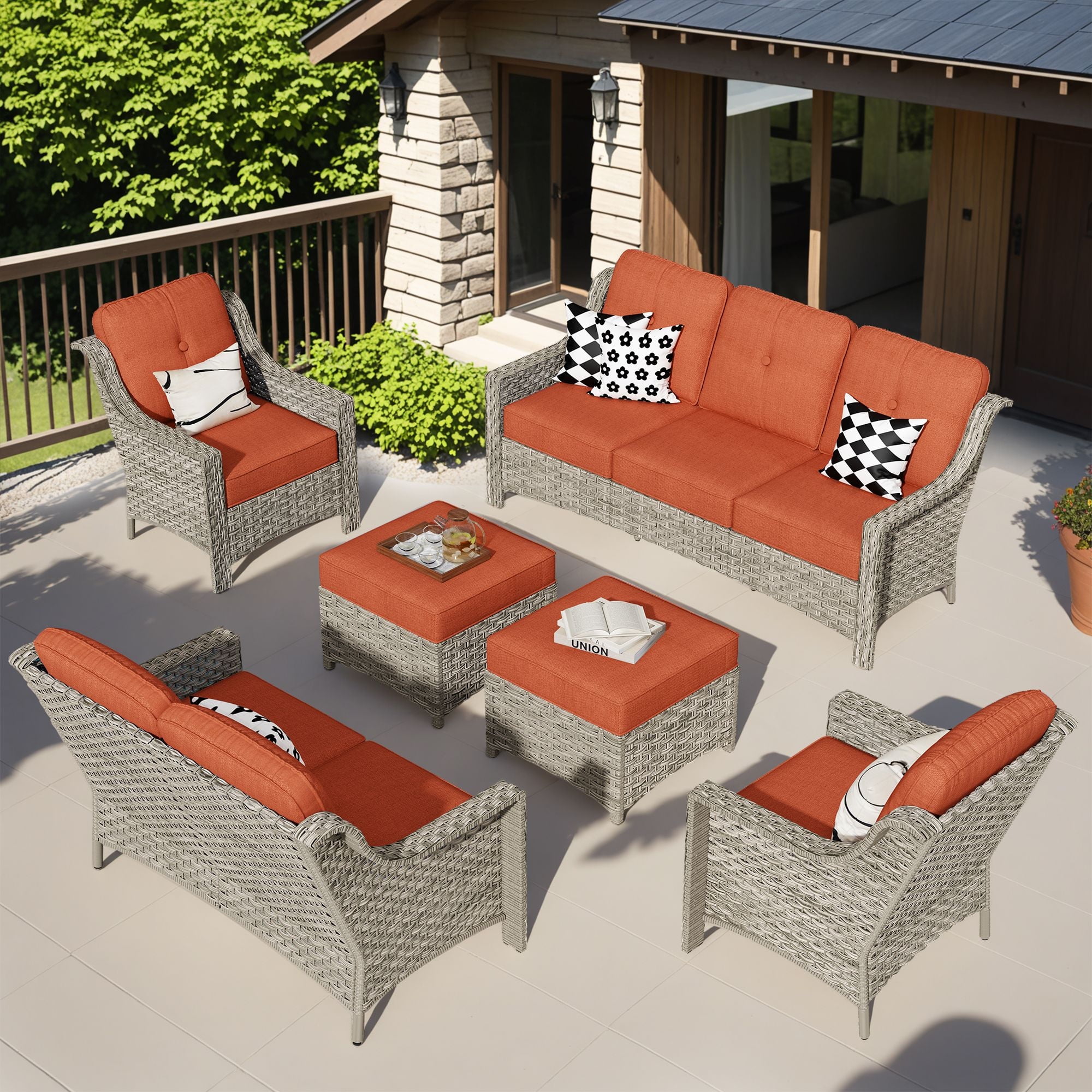 Vcatnet 6 Pieces Outdoor Conversation Set Sectional Sofa All Weather ...
