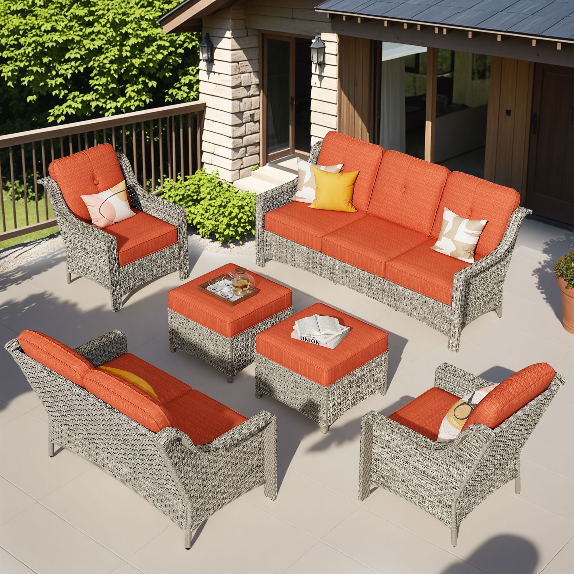 Vcatnet 6 Pieces Outdoor Conversation Set Sectional Sofa All Weather ...