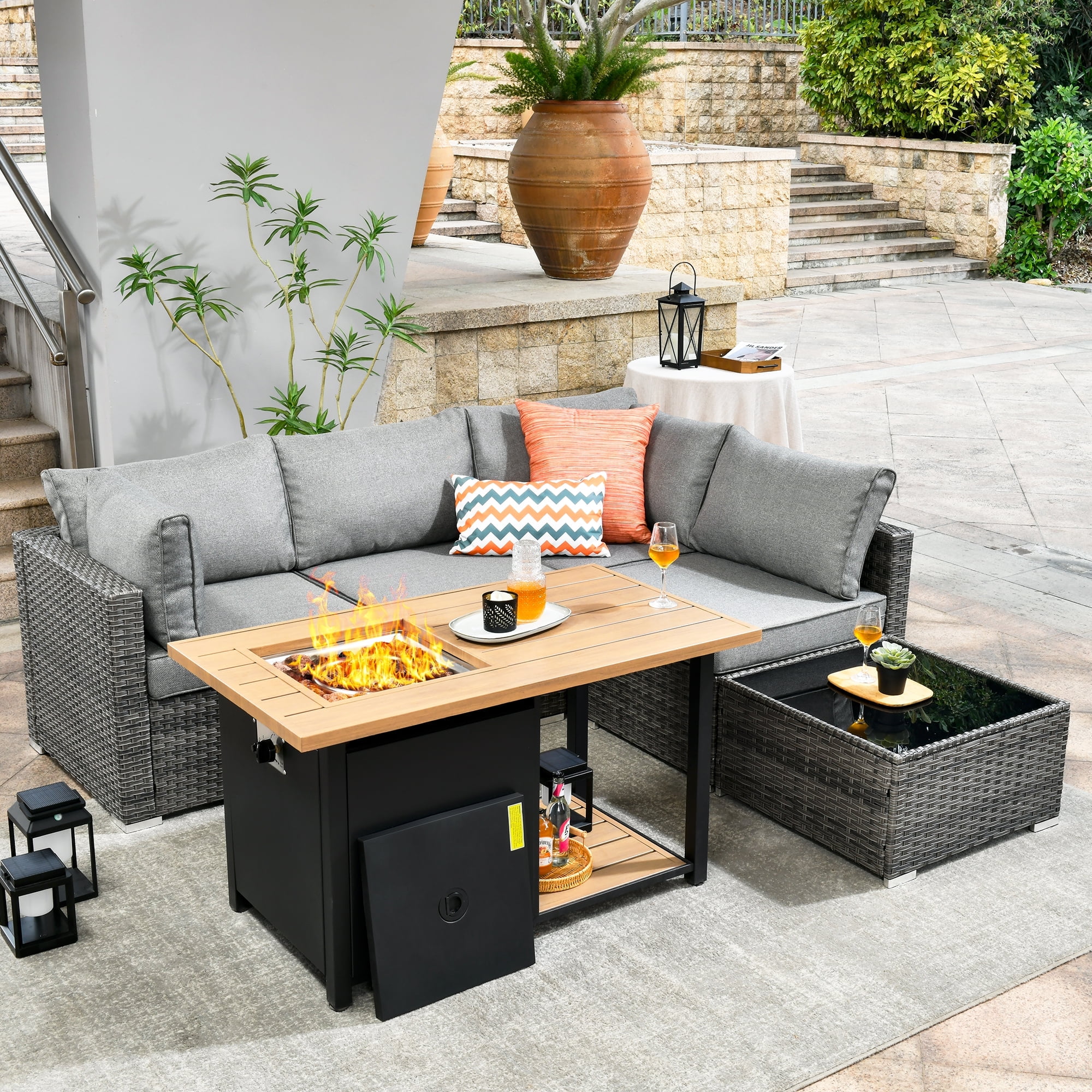 Vcatnet 6 Pieces Outdoor Patio Furniture Sectional Sofa All-weather ...