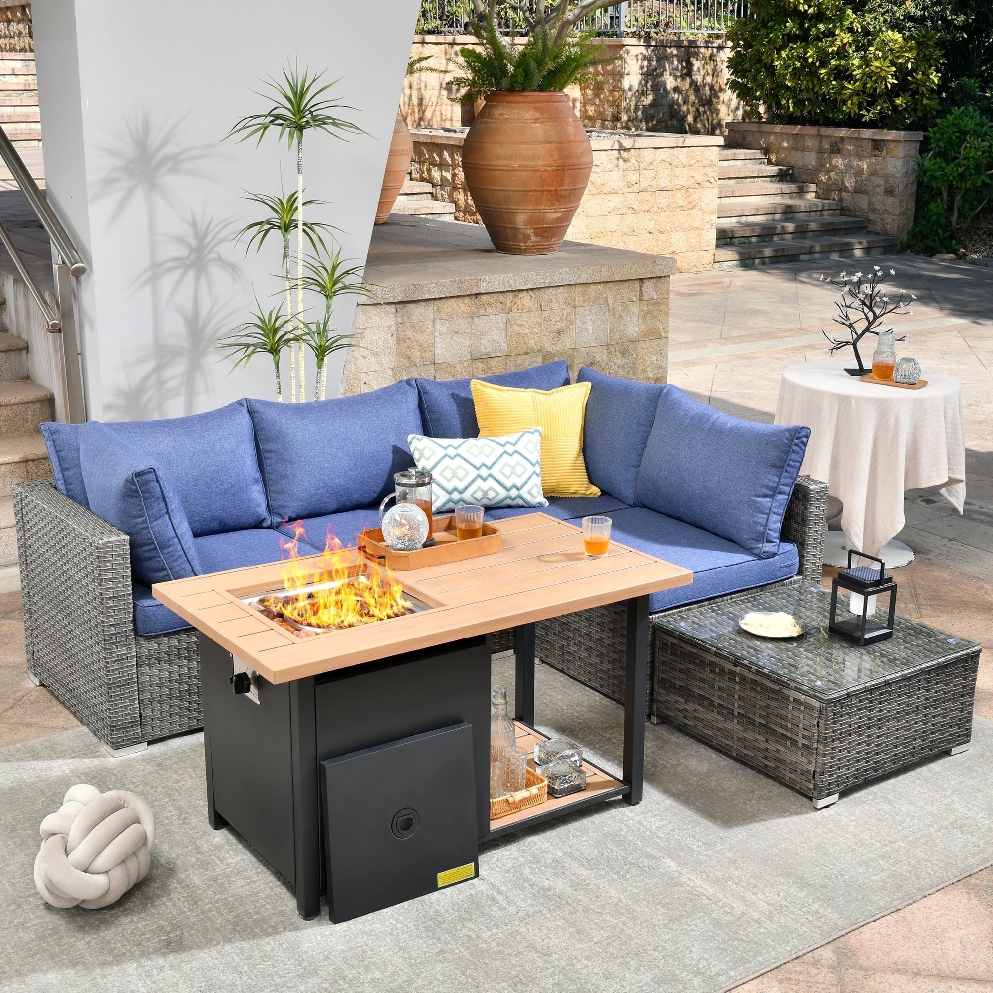 Vcatnet 6 Pieces Outdoor Patio Furniture Sectional Sofa All-weather ...