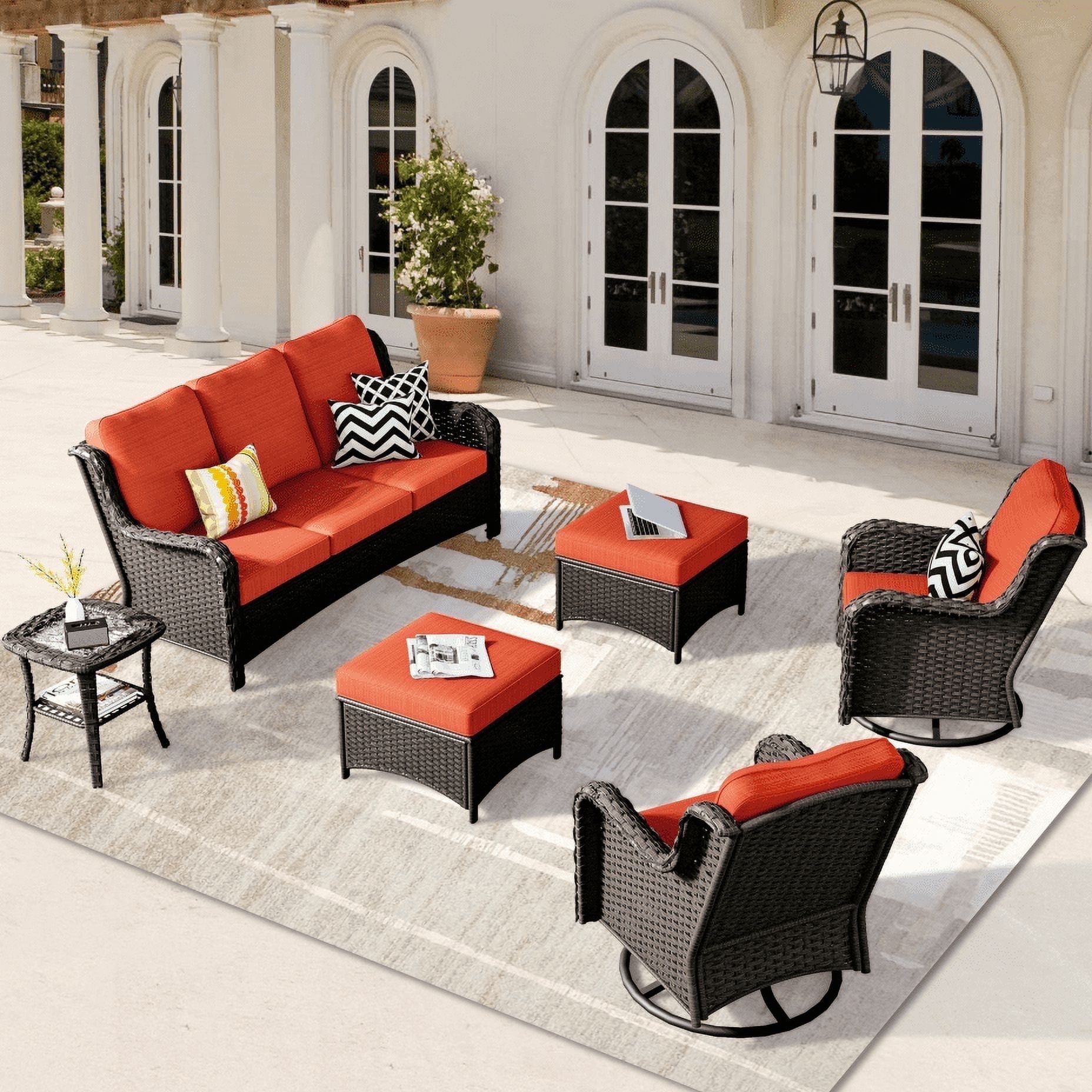 Vcatnet 6 Pieces Outdoor Patio Furniture Sectional Sofa All-weather ...