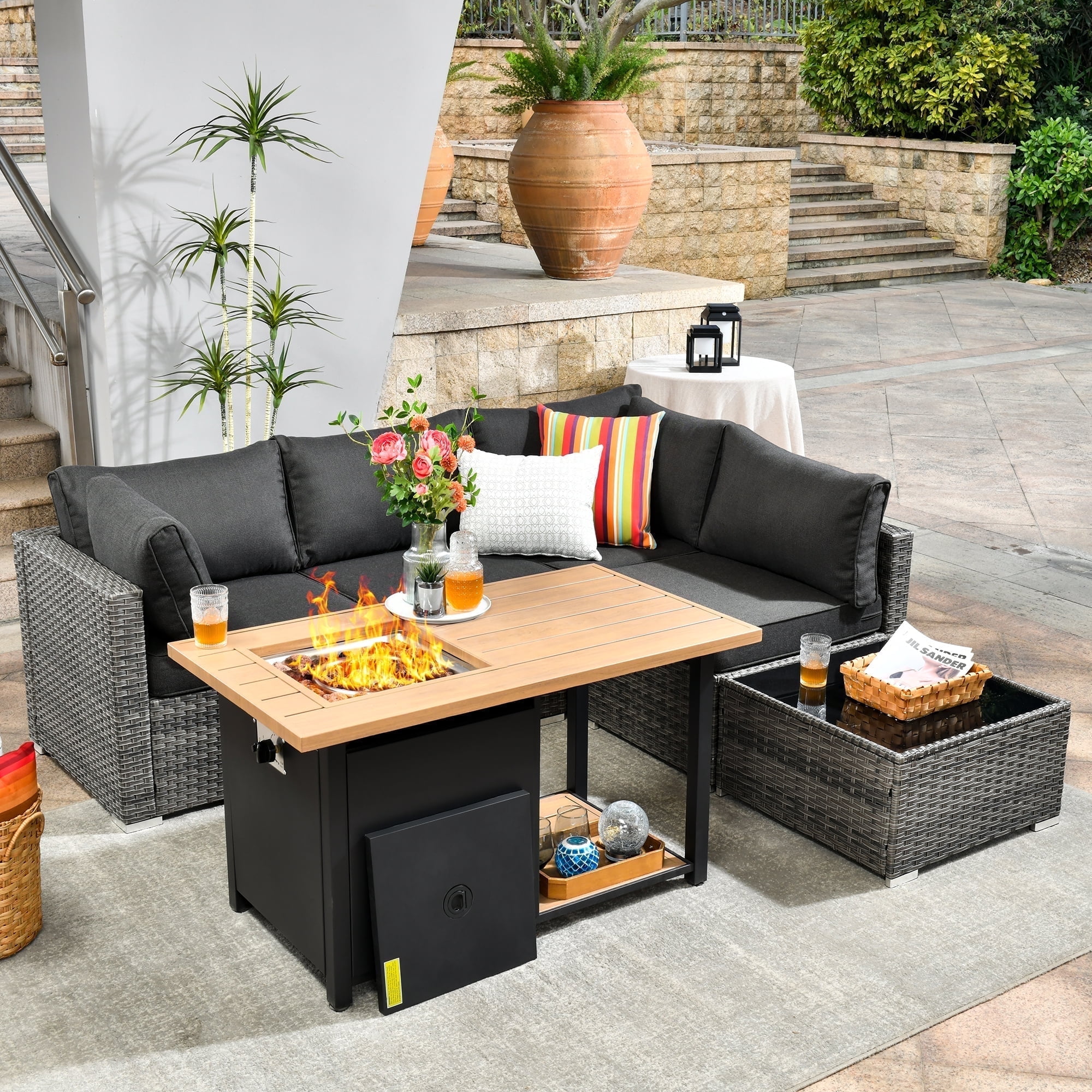 Vcatnet 6 Pieces Outdoor Patio Furniture Sectional Sofa All-weather ...