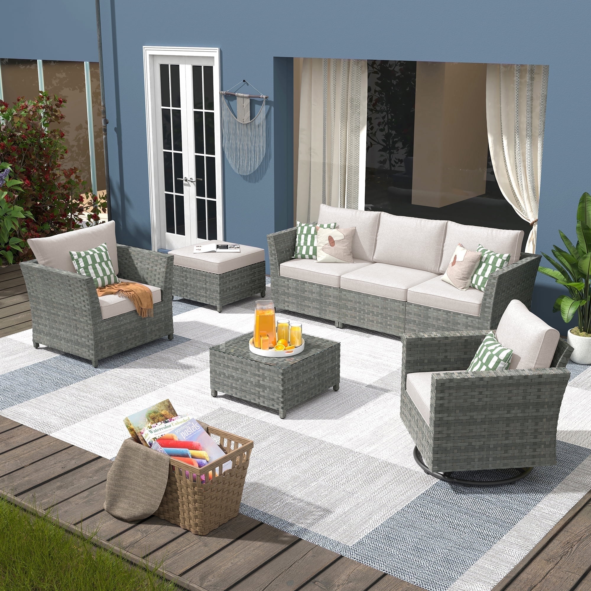 Vcatnet 7 Pieces Outdoor Patio Furniture Sectional Sofa All-weather ...