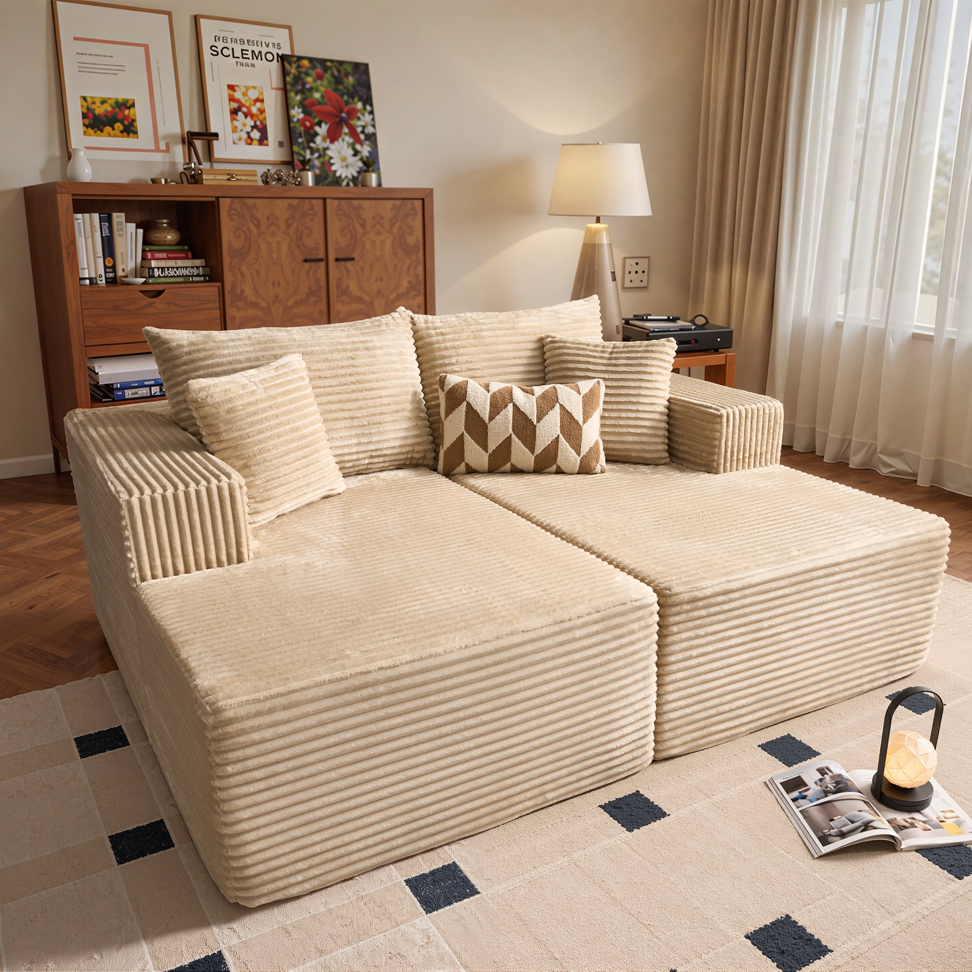 Vcatnet 75"x62" Chaise Lounge Chair Indoor Oversized Lounge Couch Plush ...