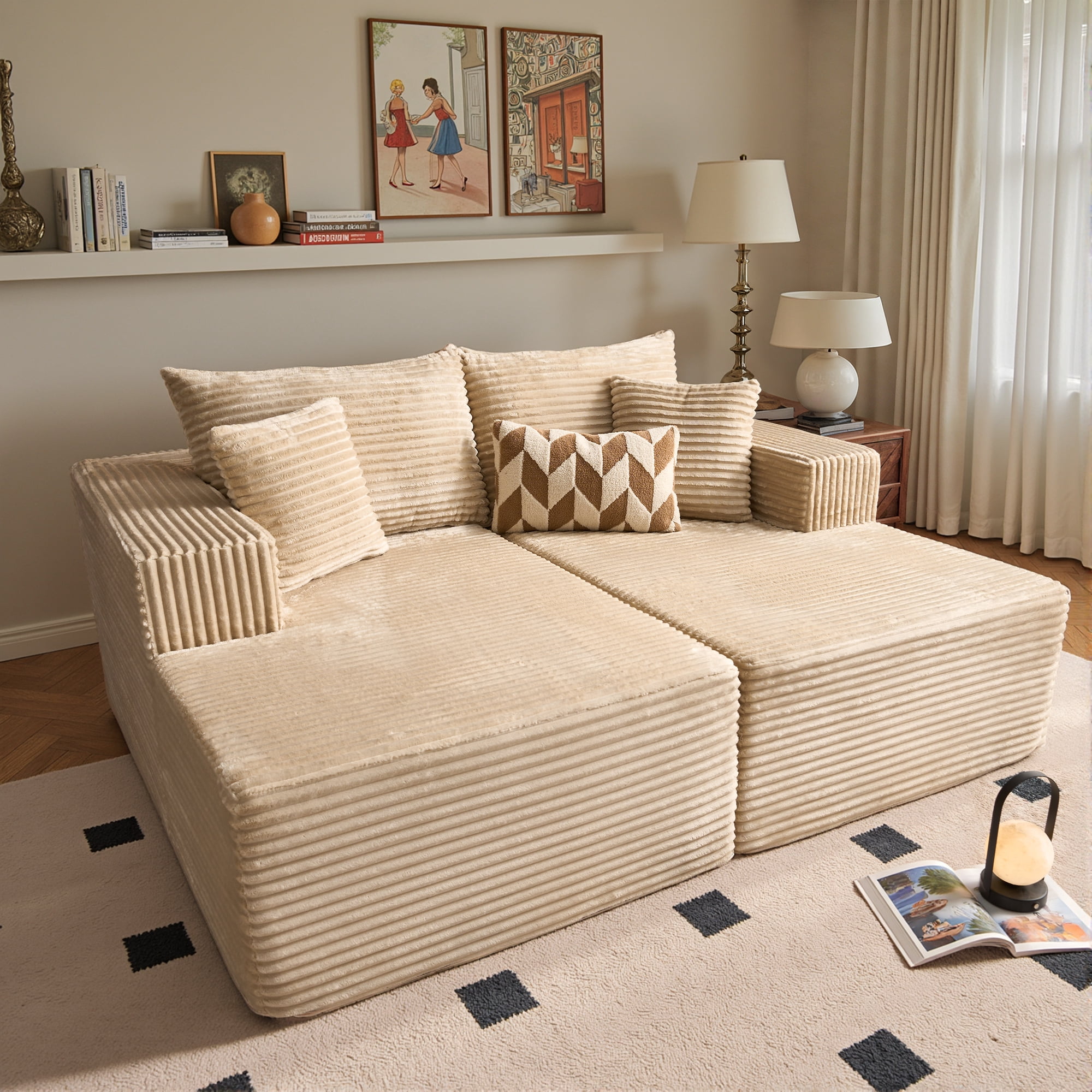 Vcatnet 75"x62" Modular Sectional Sofa Couch Plush Corduroy Chaise ...