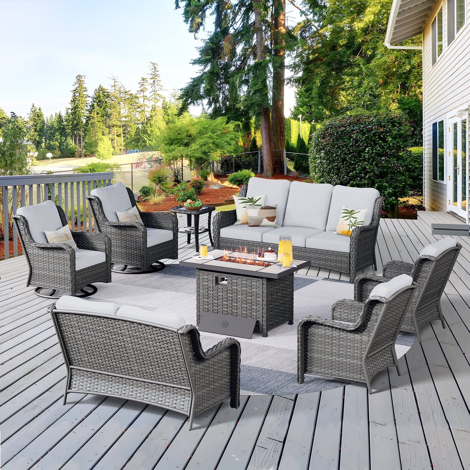 Vcatnet 8 Pieces Outdoor Patio Furniture Sectional Sofa All-weather ...
