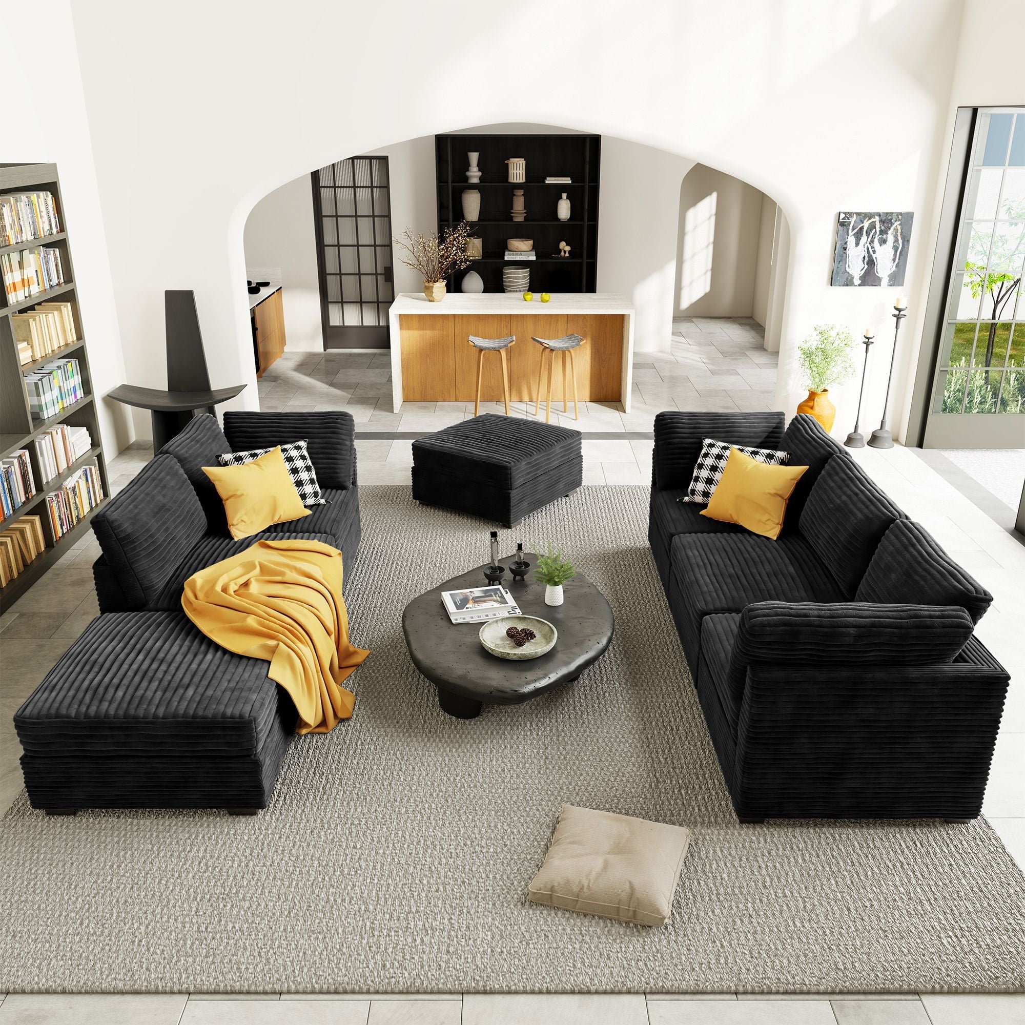 Vcatnet 98'' Modular Sectional Sofa Couch Corduroy L Shaped Oversized ...