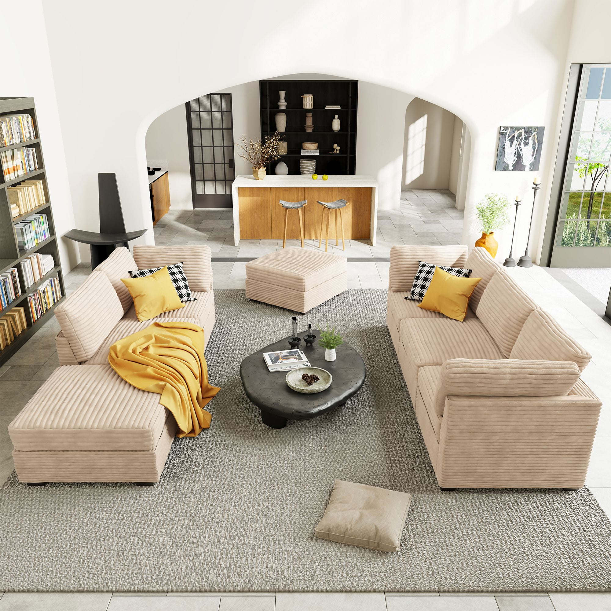 Vcatnet Modular Sectional Sofa Couch Corduroy L Shaped Oversized Modern ...