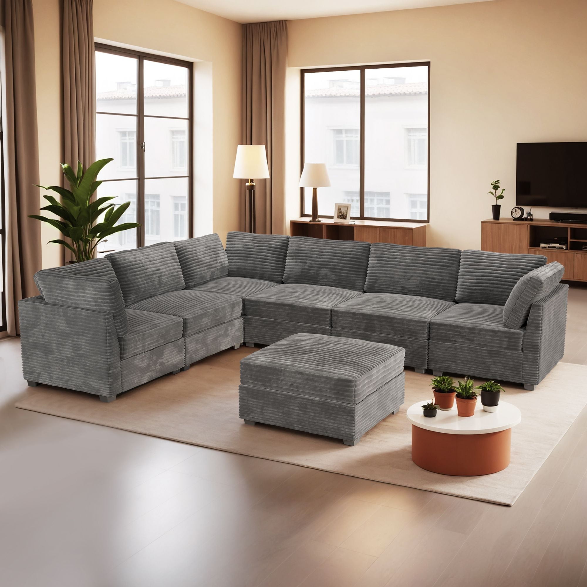 Vcatnet Modular Sectional Sofa Couch Corduroy L Shaped Oversized Modern ...