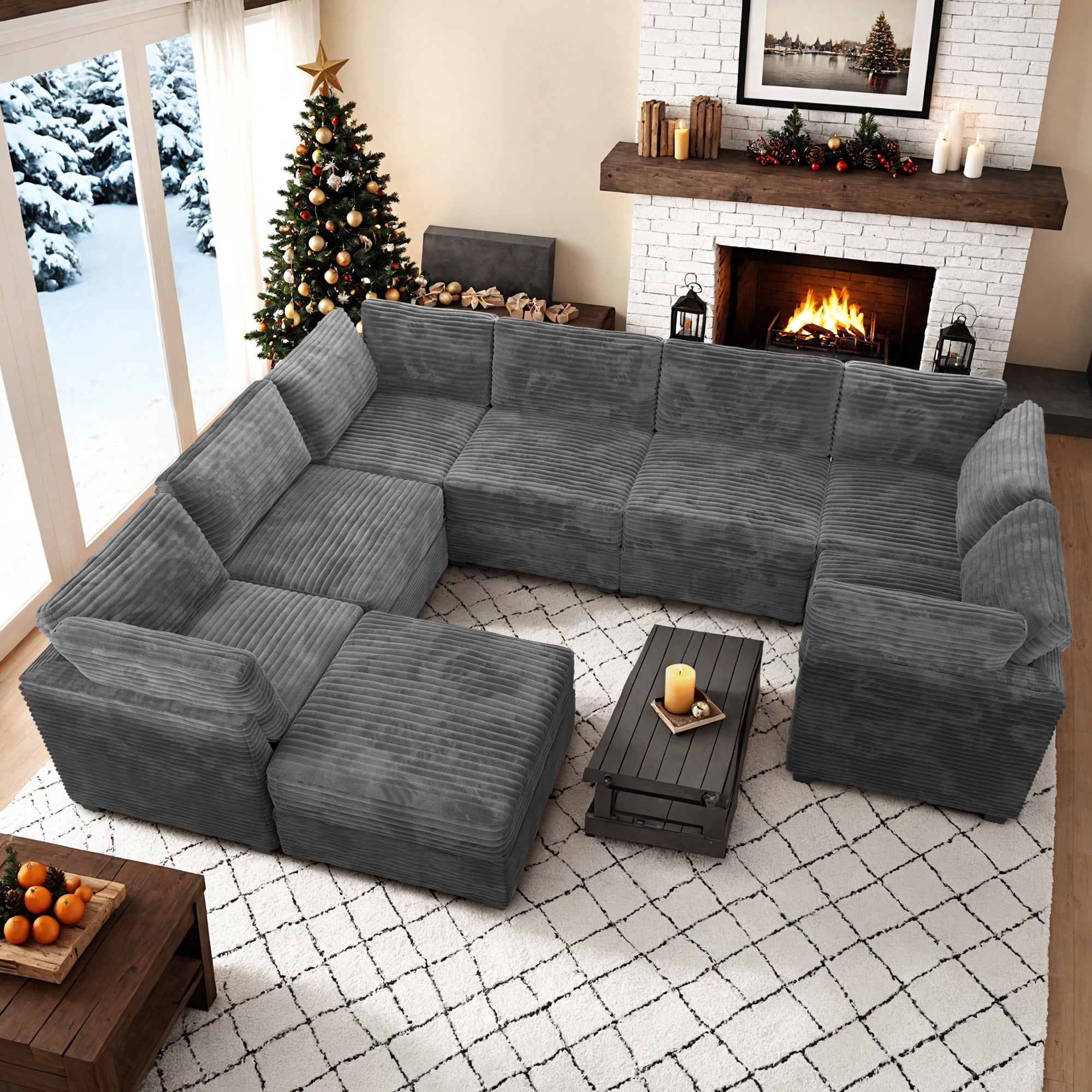 Vcatnet Modular Sectional Sofa Couch Corduroy L Shaped Oversized Modern ...