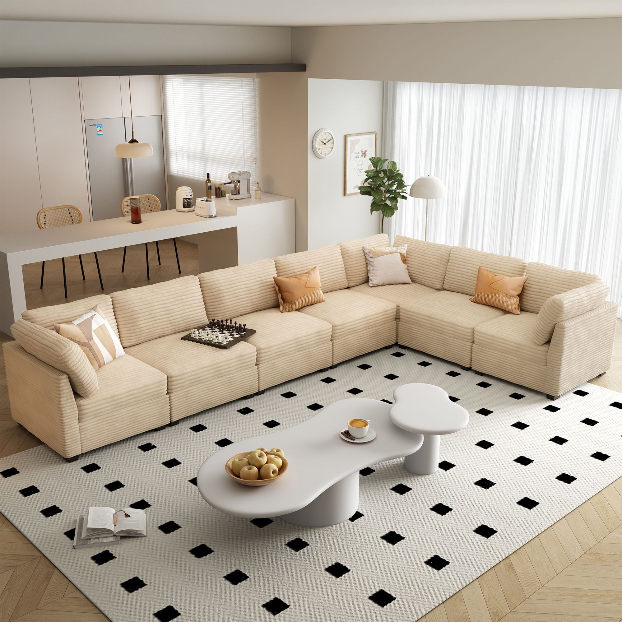 Vcatnet Modular Sectional Sofa Couch Corduroy L Shaped Oversized Modern ...