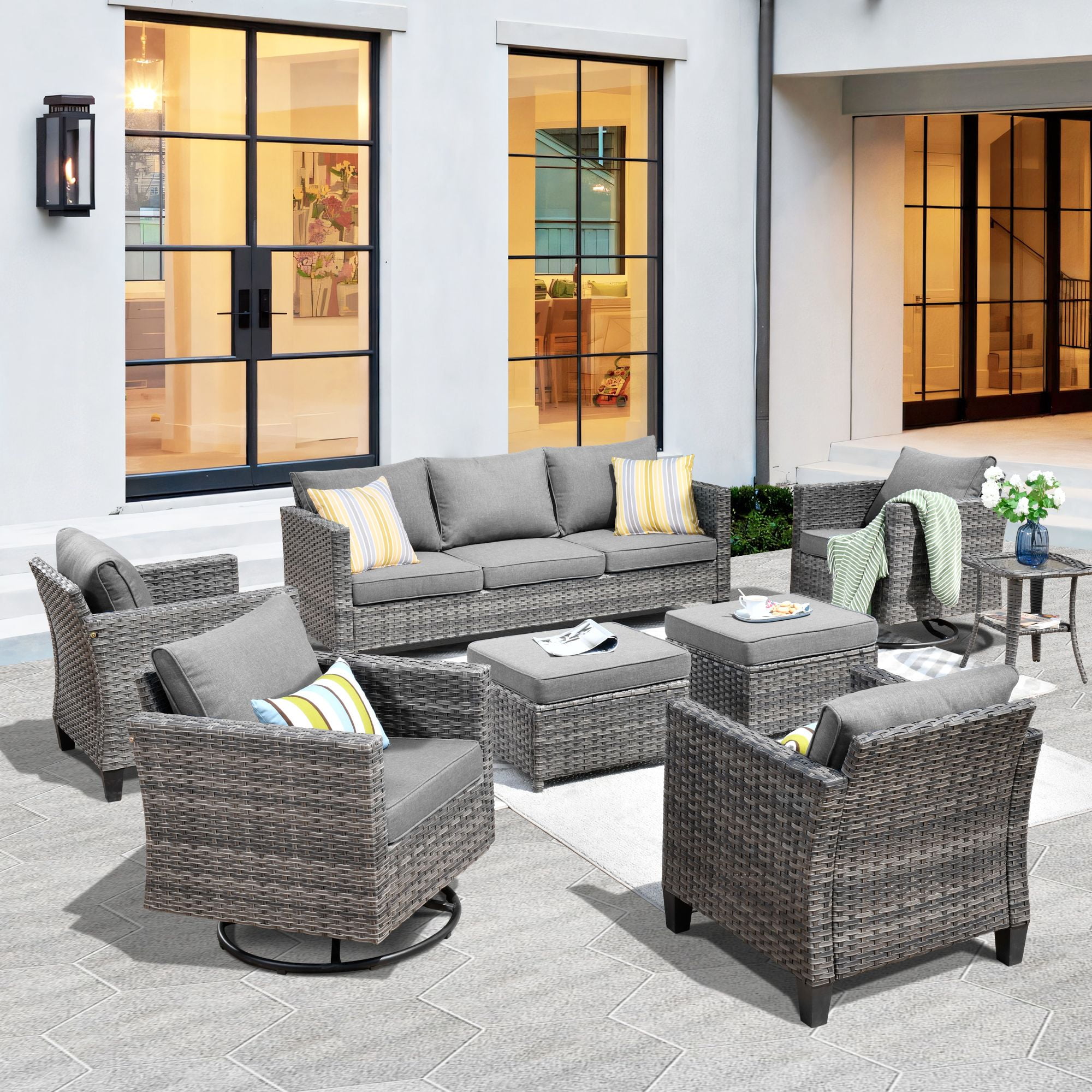 Vcatnet Outdoor Patio Furniture 8 Pieces Sectional Sofa All Weather ...