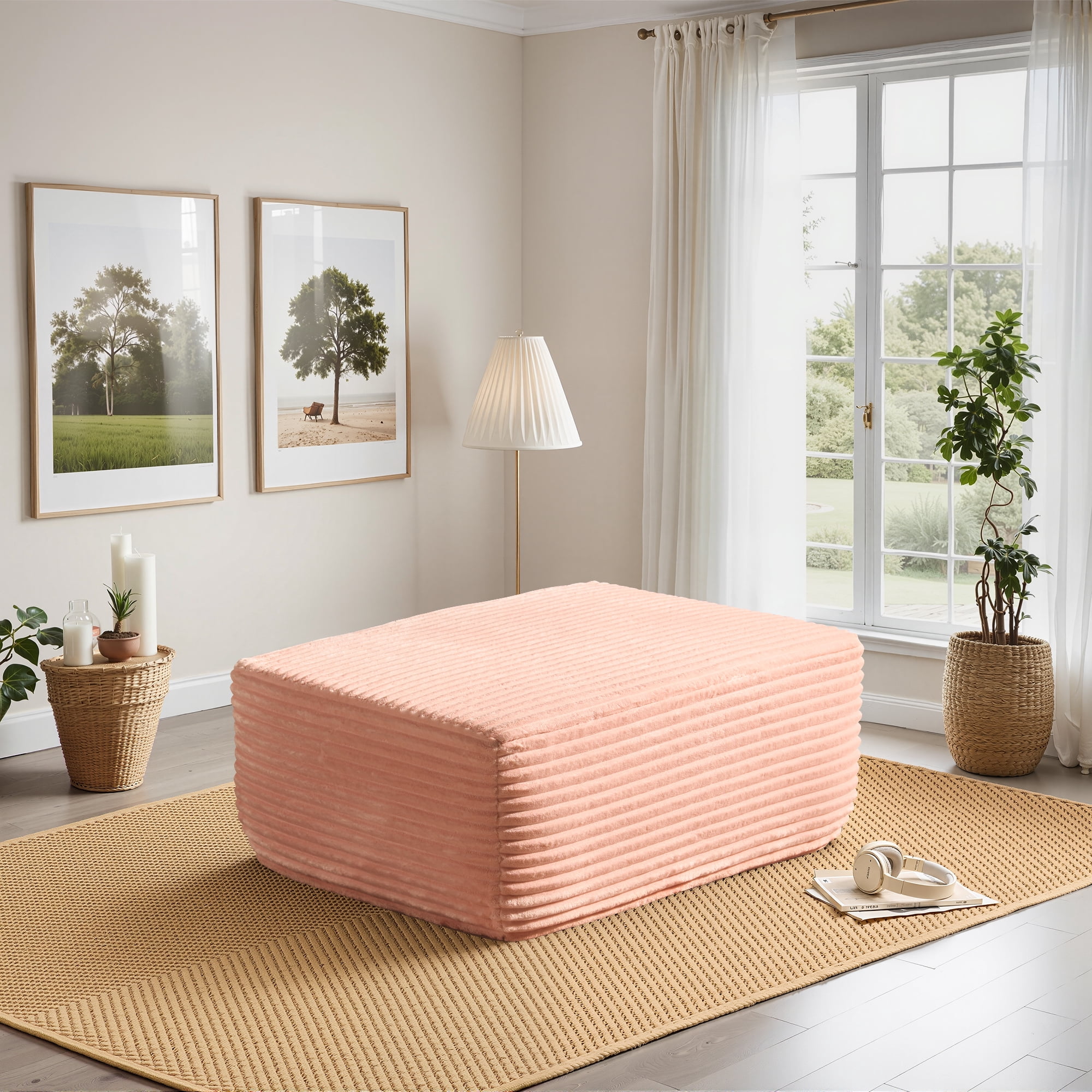 Vcatnet Oversized Ottoman No Assembly Footrest Plush Corduroy Large ...