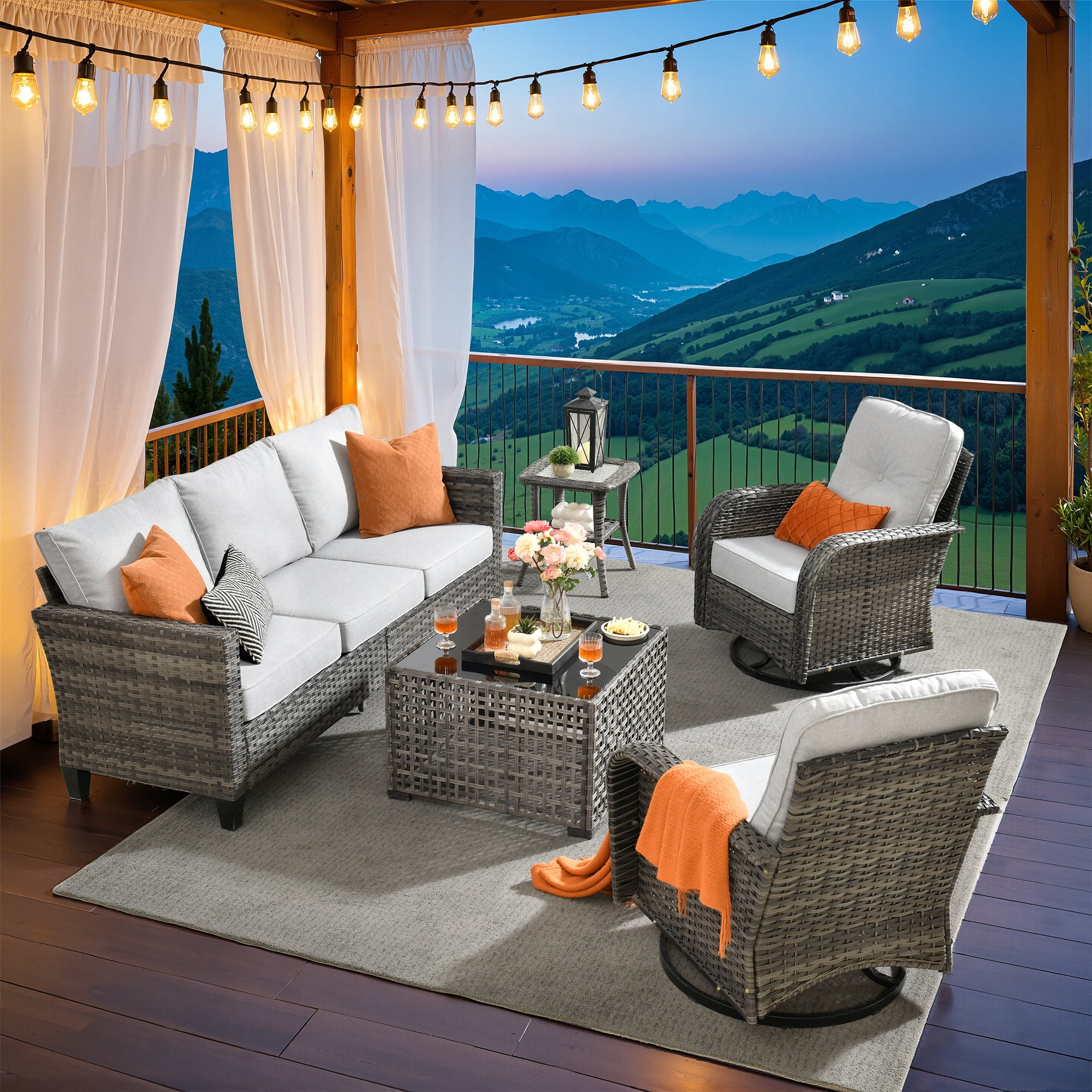 Vcatnet Patio Conversation Set, 5 Pieces Outdoor Sectional Sofa, All ...