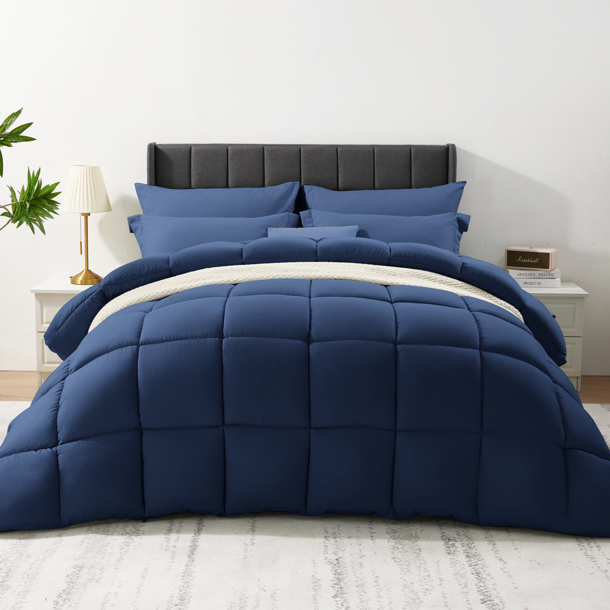 Vccoem 7 Piece Comforter Set Full Size, All Season Bed in a Bag, Ultra ...