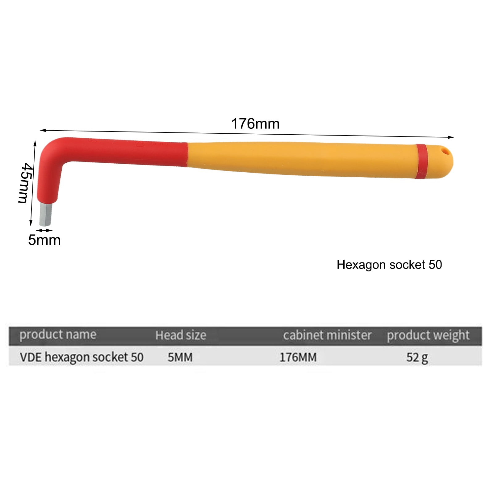 Vde High Voltage Hexagon Wrench 1000V Insulated Electrician Special L ...