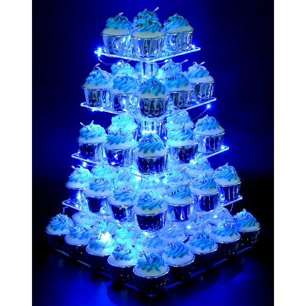Vdomus 5 Tier Acrylic Cupcake Stand with LED Lights, Dessert Tower ...