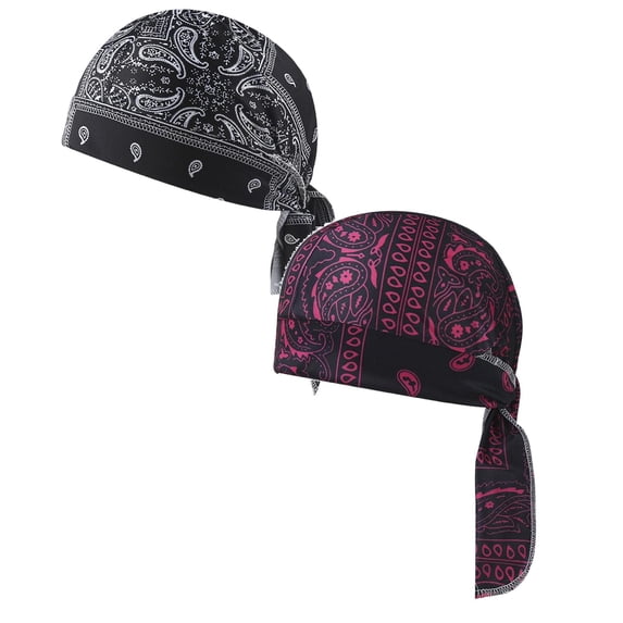 VeFlora 2PC Paisley Bandana Skull Cap, Breathable Sweat Wicking Quick ...