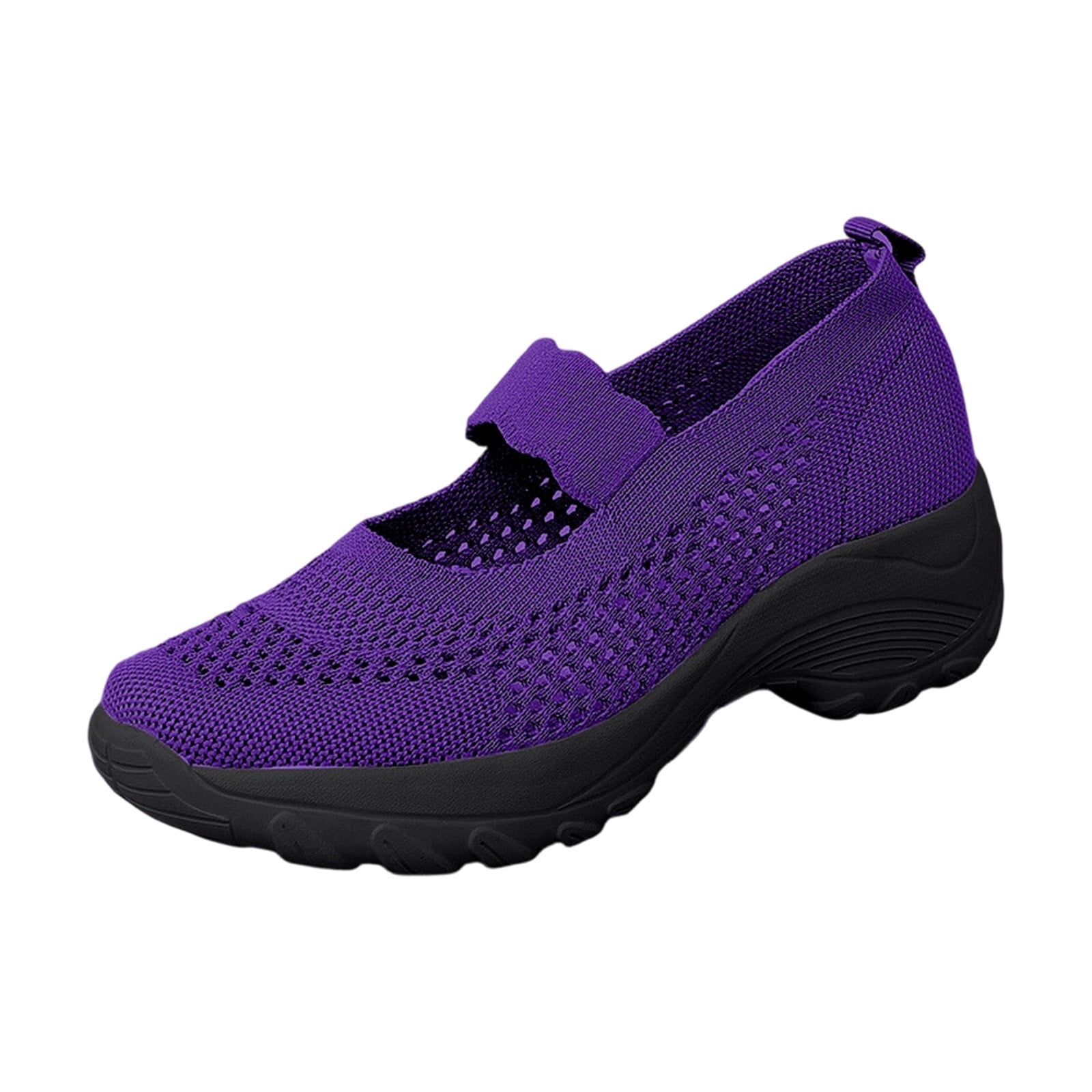 VeFlora Women's Knit Mary Jane Walking Shoes, Comfortable Platform ...