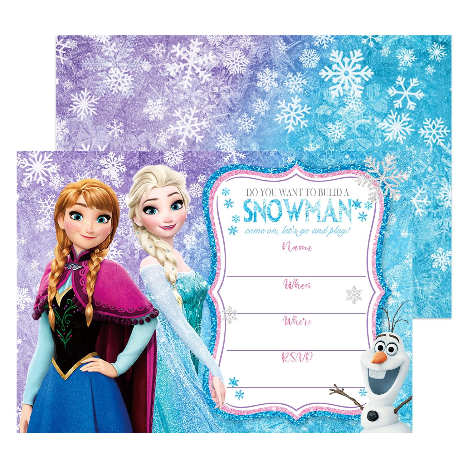 VeSidyHelo Frozen Birthday Party Invitation Card 20 Guests Blue White ...