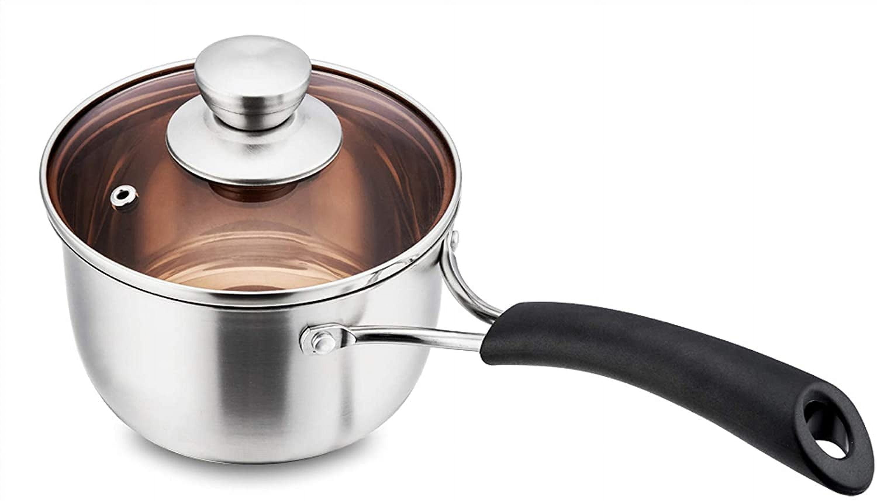 VeSteel 1 Quart Saucepan, Stainless Steel Saucepan with Glass Lid, Non ...