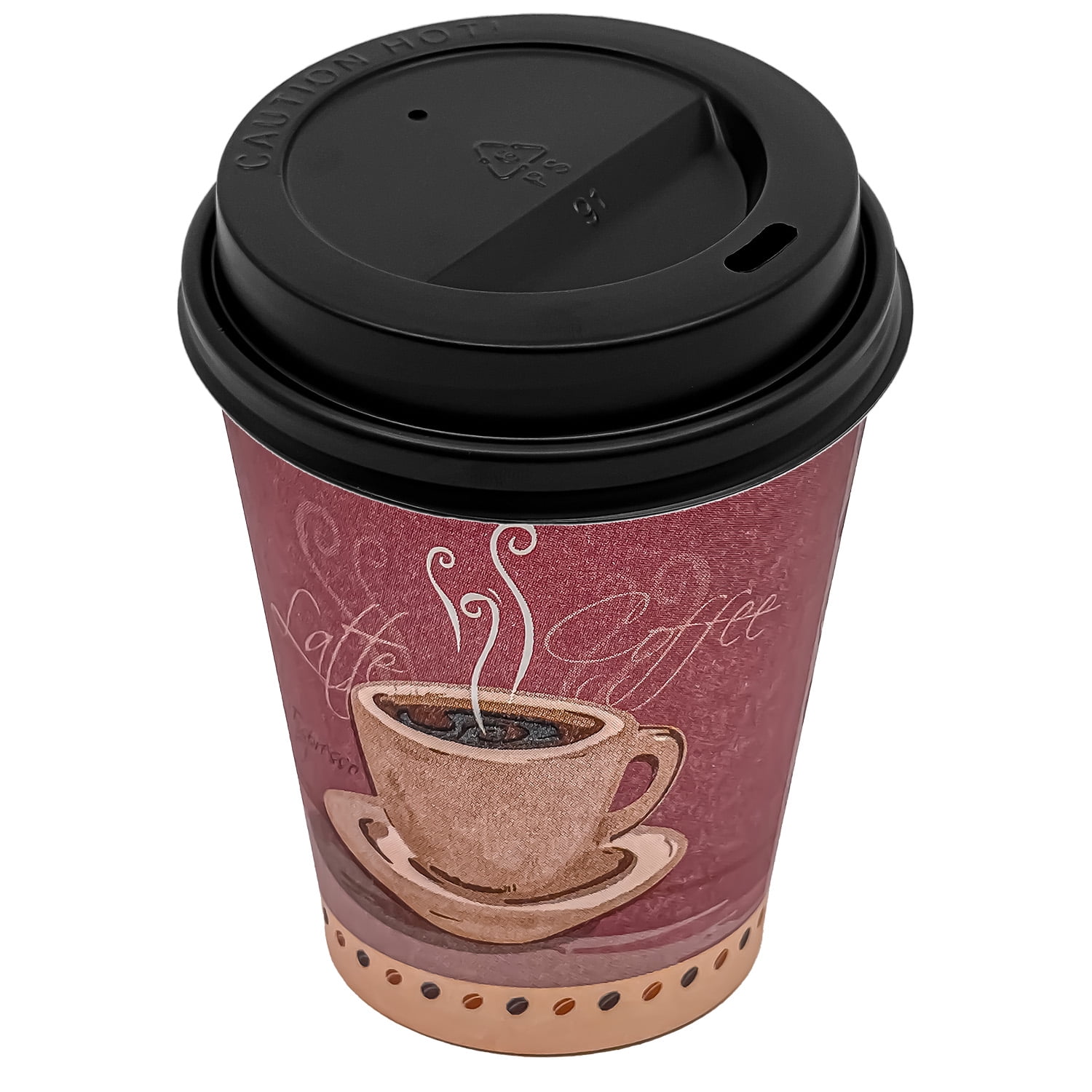VeZee 10 Oz Disposable Heaven Poly Paper Durable Hot Cup with Black ...