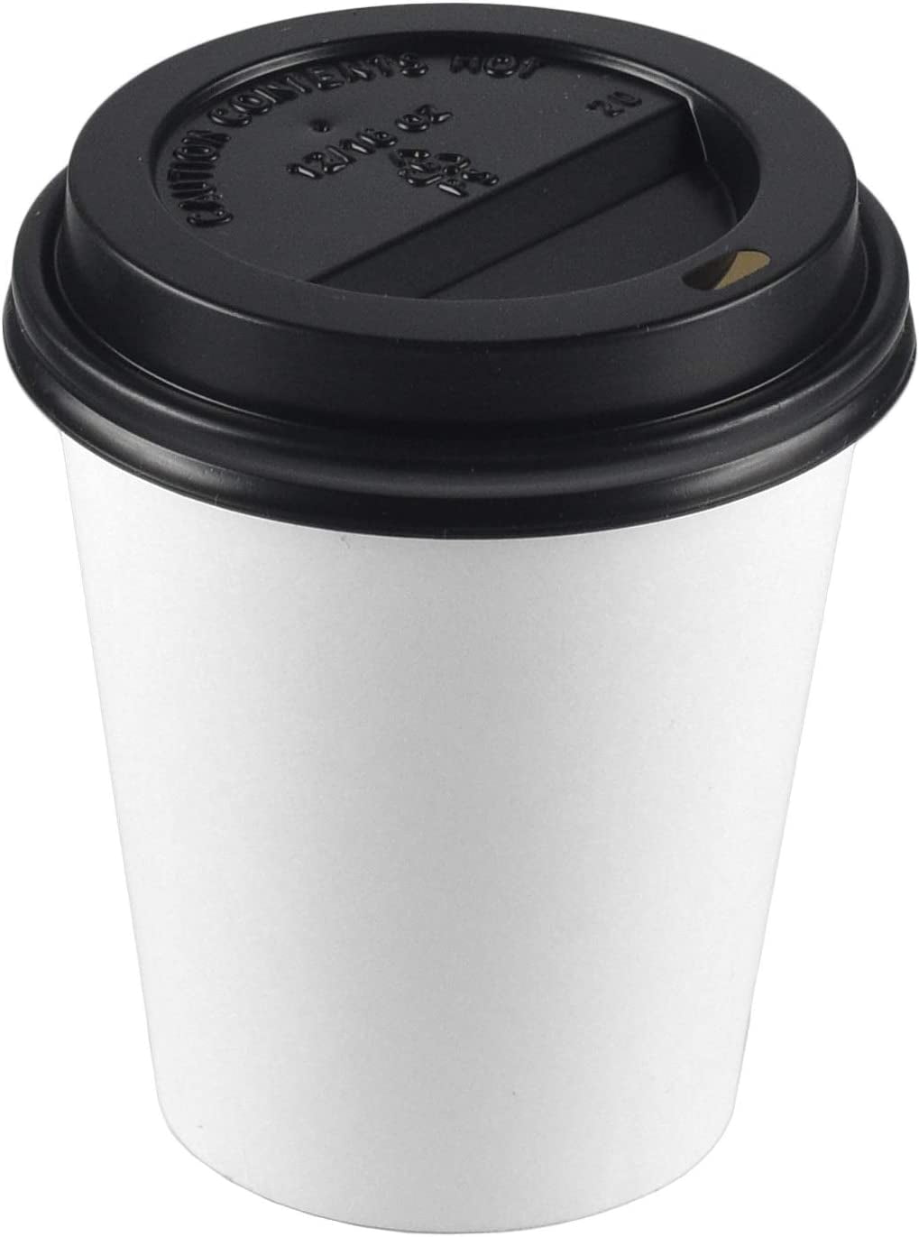 VeZee 10 Oz Disposable White Poly Paper Durable Hot Cup with Black ...