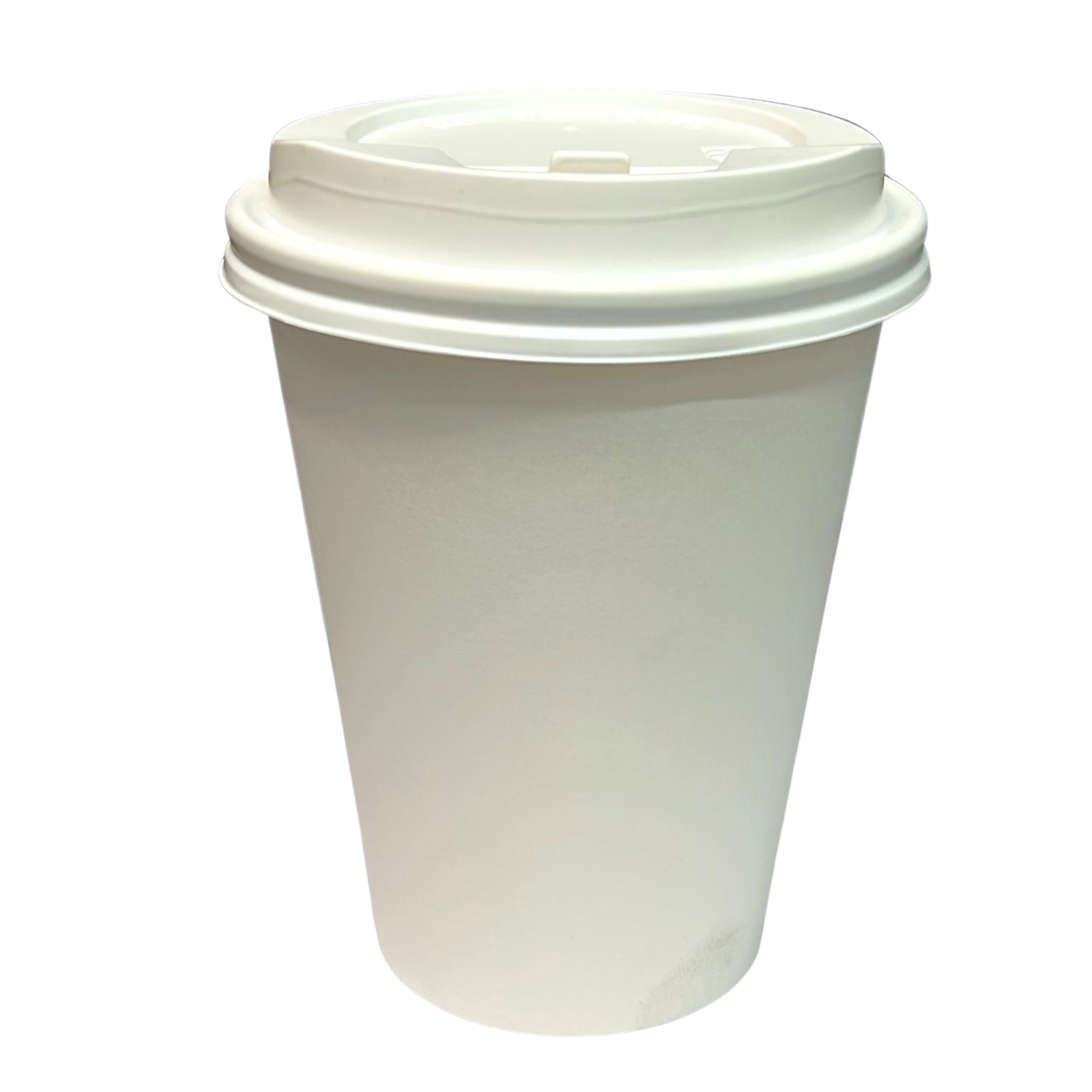 VeZee 12 Oz Disposable White Poly Paper Durable Hot Cup with White ...