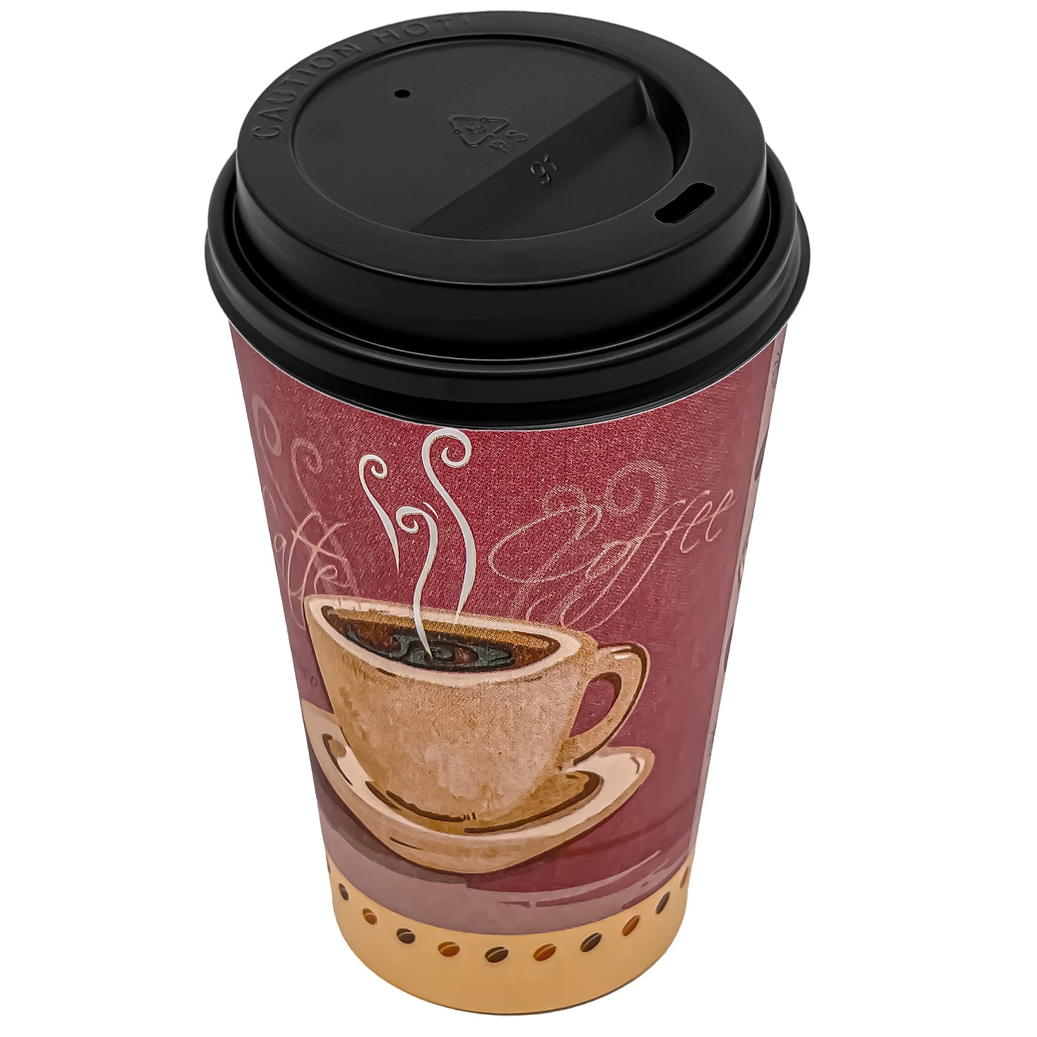 VeZee 16 Oz Disposable Heaven Poly Paper Durable Hot Cup with Black ...