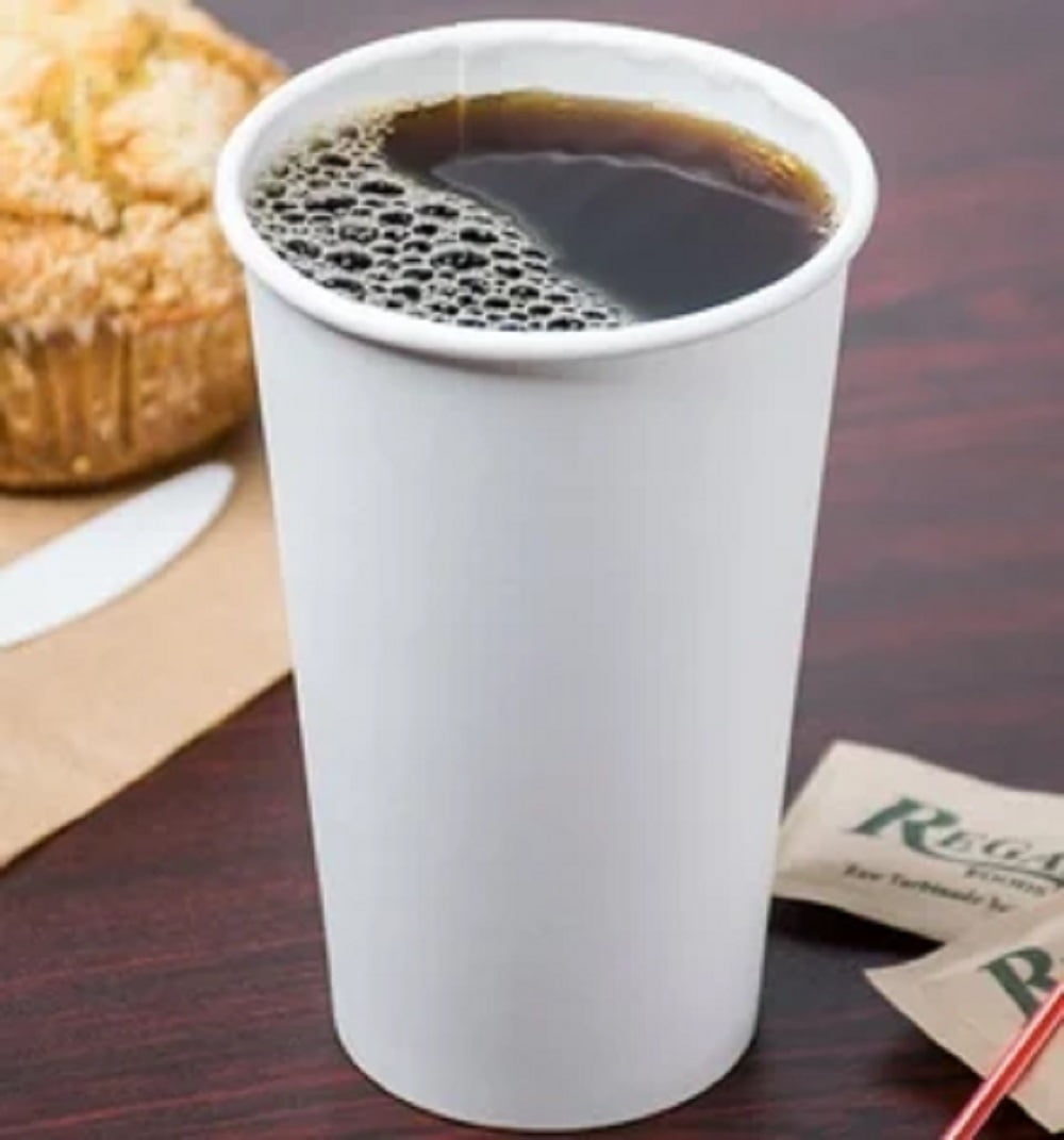 VeZee 16 Oz Disposable White Poly Paper Durable Hot Cup ONLY For Hot ...