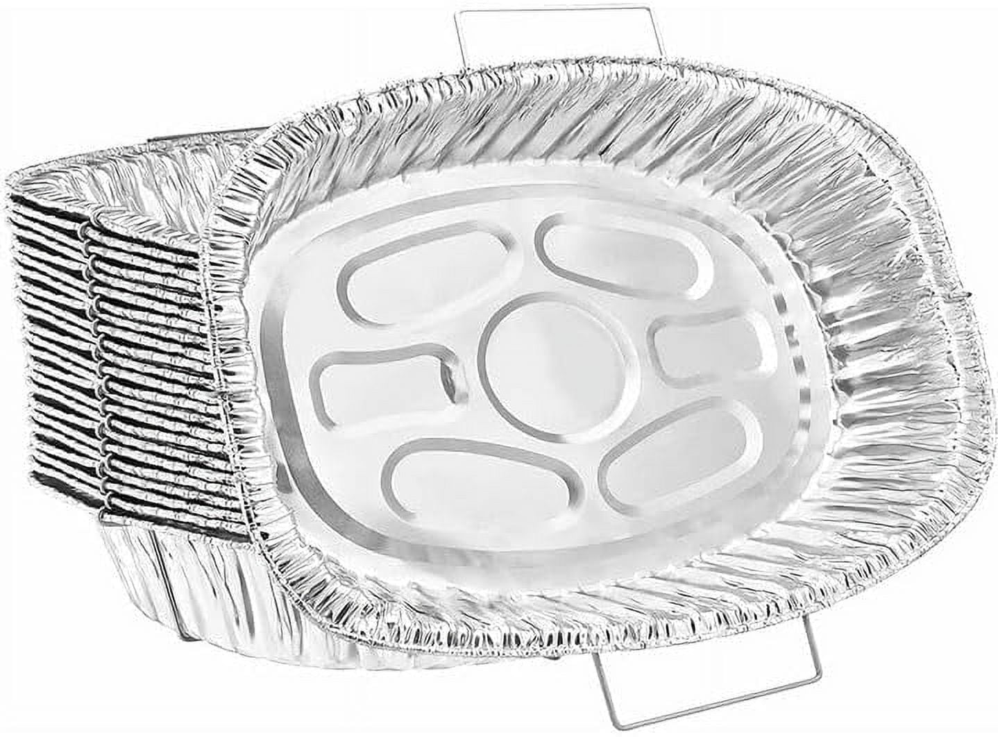 VeZee 18.25"L X 13"W X 3.5"D Oval Heavy Duty Disposable Aluminum Foil ...