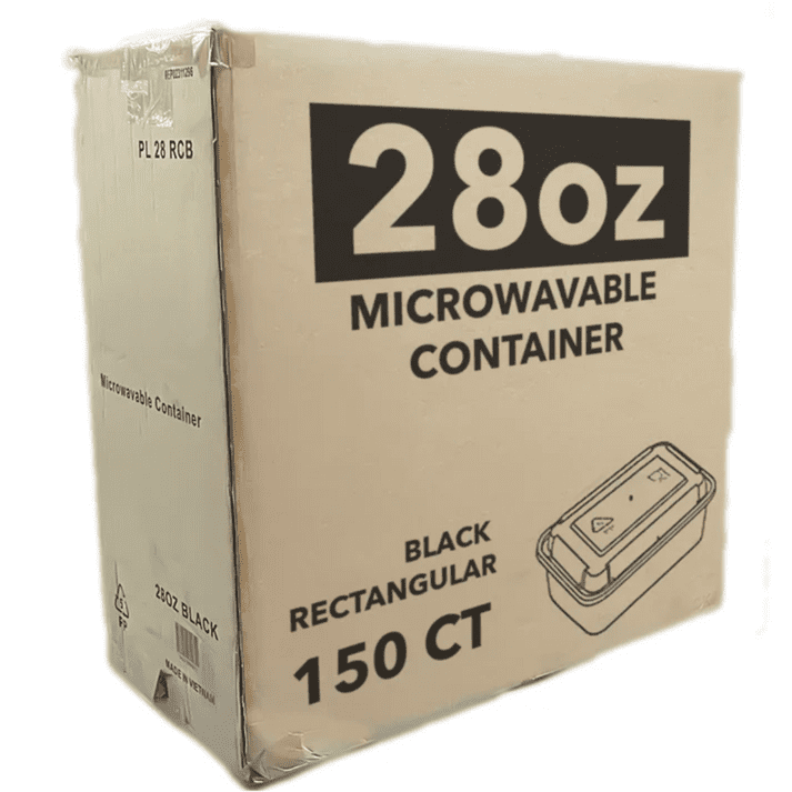 VeZee 28oz Black Rectangular Meal Prep Containers with Clear Lids ...