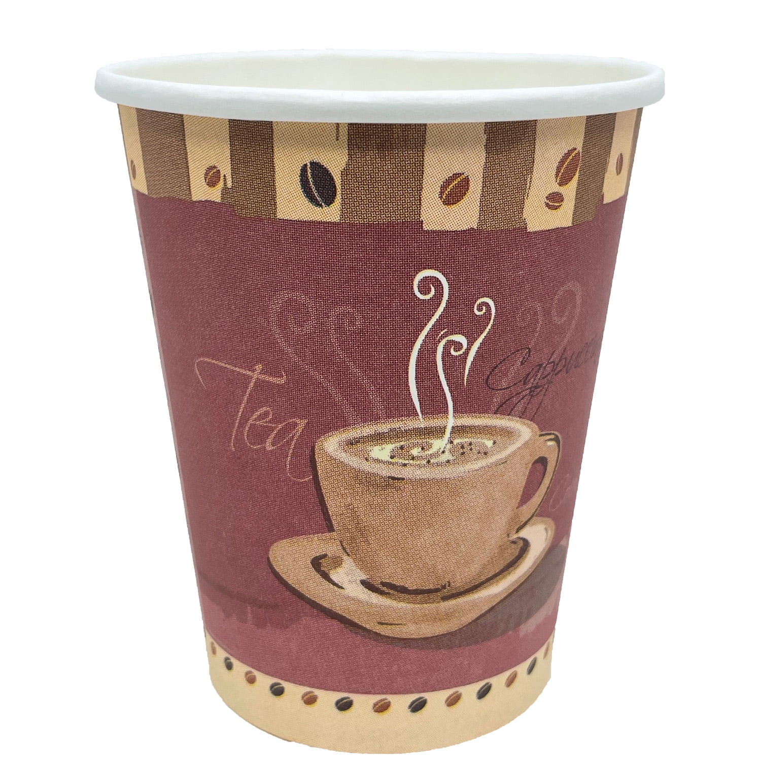 VeZee 8 Oz Disposable Colored Tea&Coffee Cups Printed, Poly Paper ...