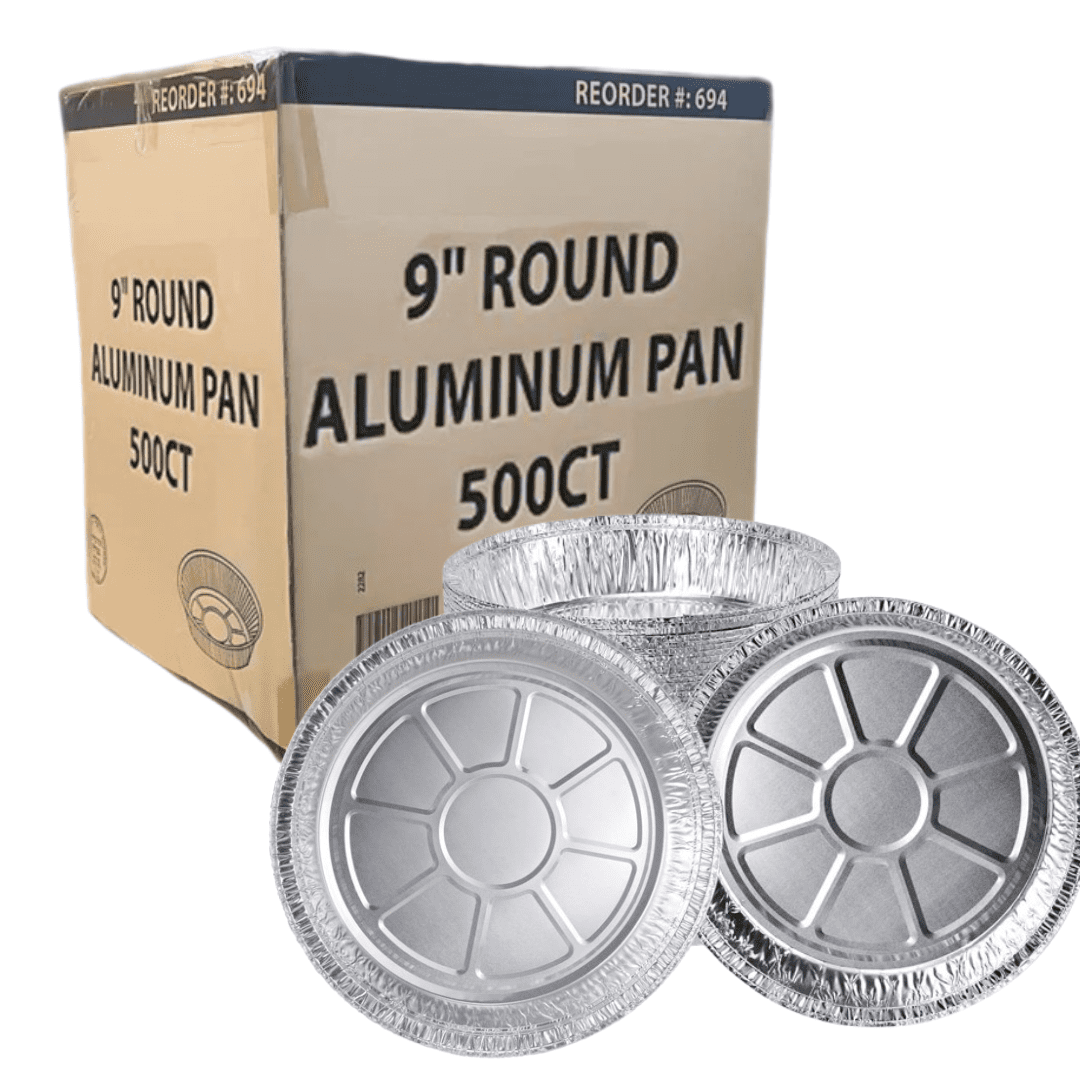 VeZee 9 Inch Round Aluminum Foil Pan Without Lids Disposable Take Out ...