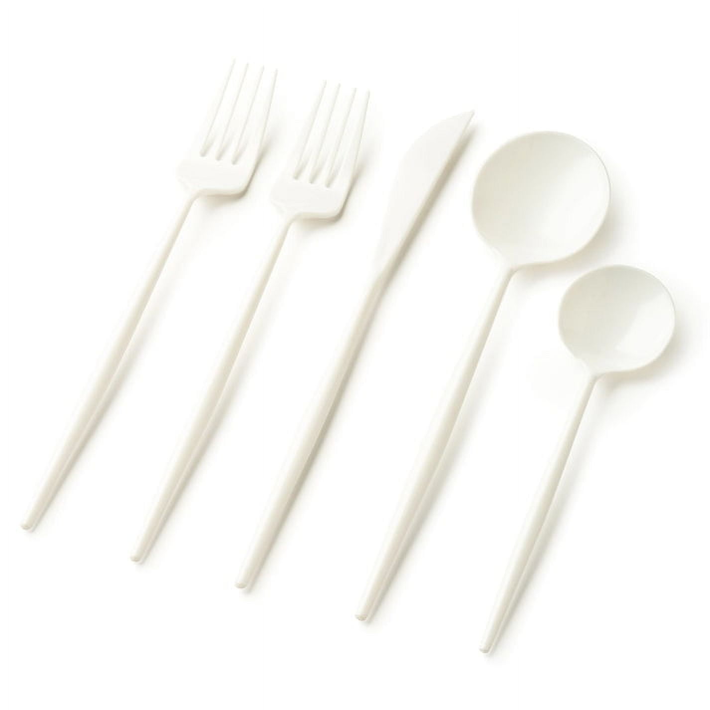 VeZee Disposable Plastic Noble Collection Pearl Flatware: For Elegant ...