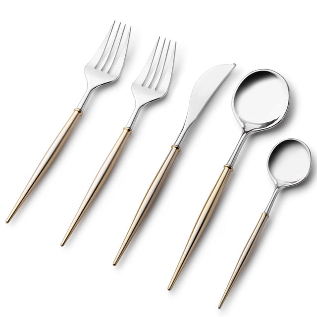 VeZee Disposable Plastic Noble Collection Shiny Top Silver/Gold Bottom ...