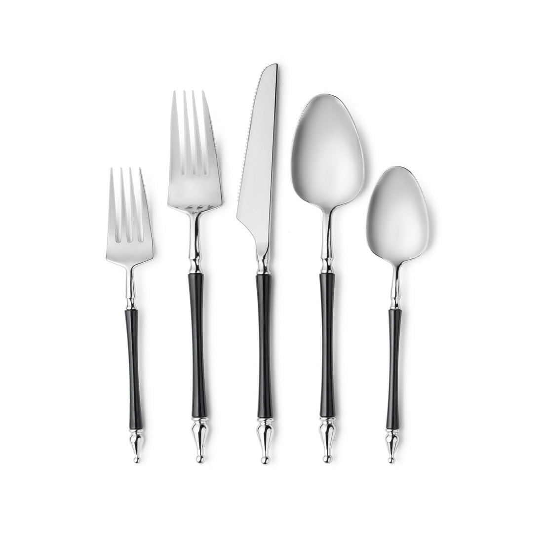 VeZee Disposable Plastic Sophisticated Cutlery Black / Silver Top ...