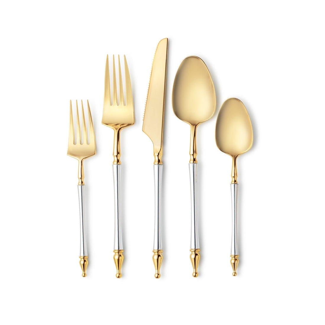 VeZee Disposable Plastic Sophisticated Cutlery Silver / Gold Top ...