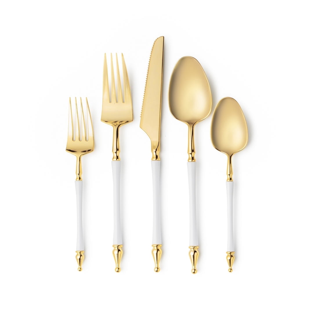 VeZee Disposable Plastic Sophisticated Cutlery White / Gold Top ...