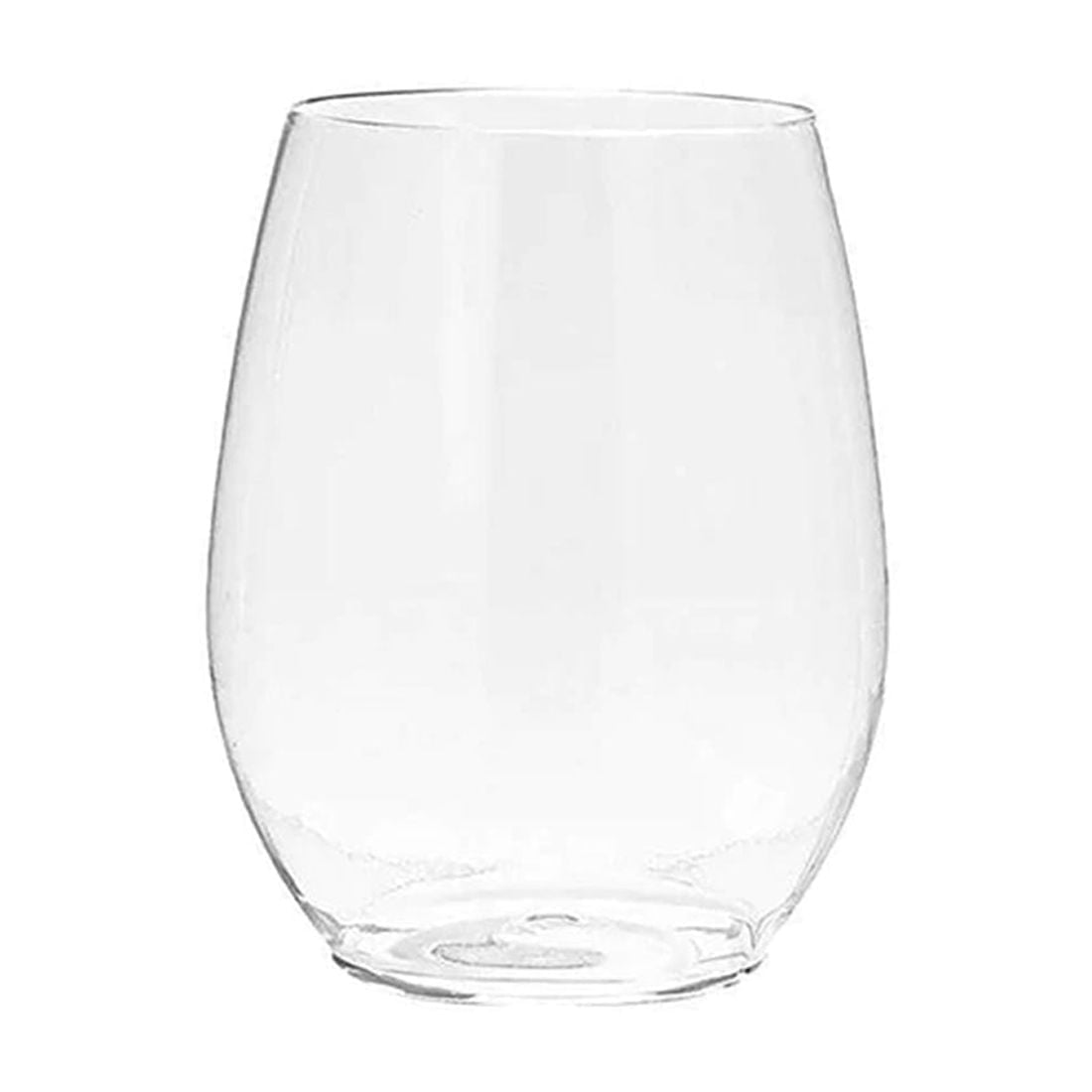 VeZee Disposable Plastic Stemless Clear Wine Goblet 12 Oz Pack of 24 ...
