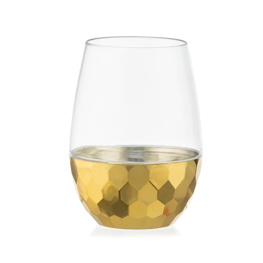 VeZee Disposable Plastic Stemless Hammered Wine Goblet 16 Oz Clear ...