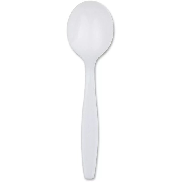 VeZee Disposable Plastic White Medium-Weight Single Use Soup Spoons for ...