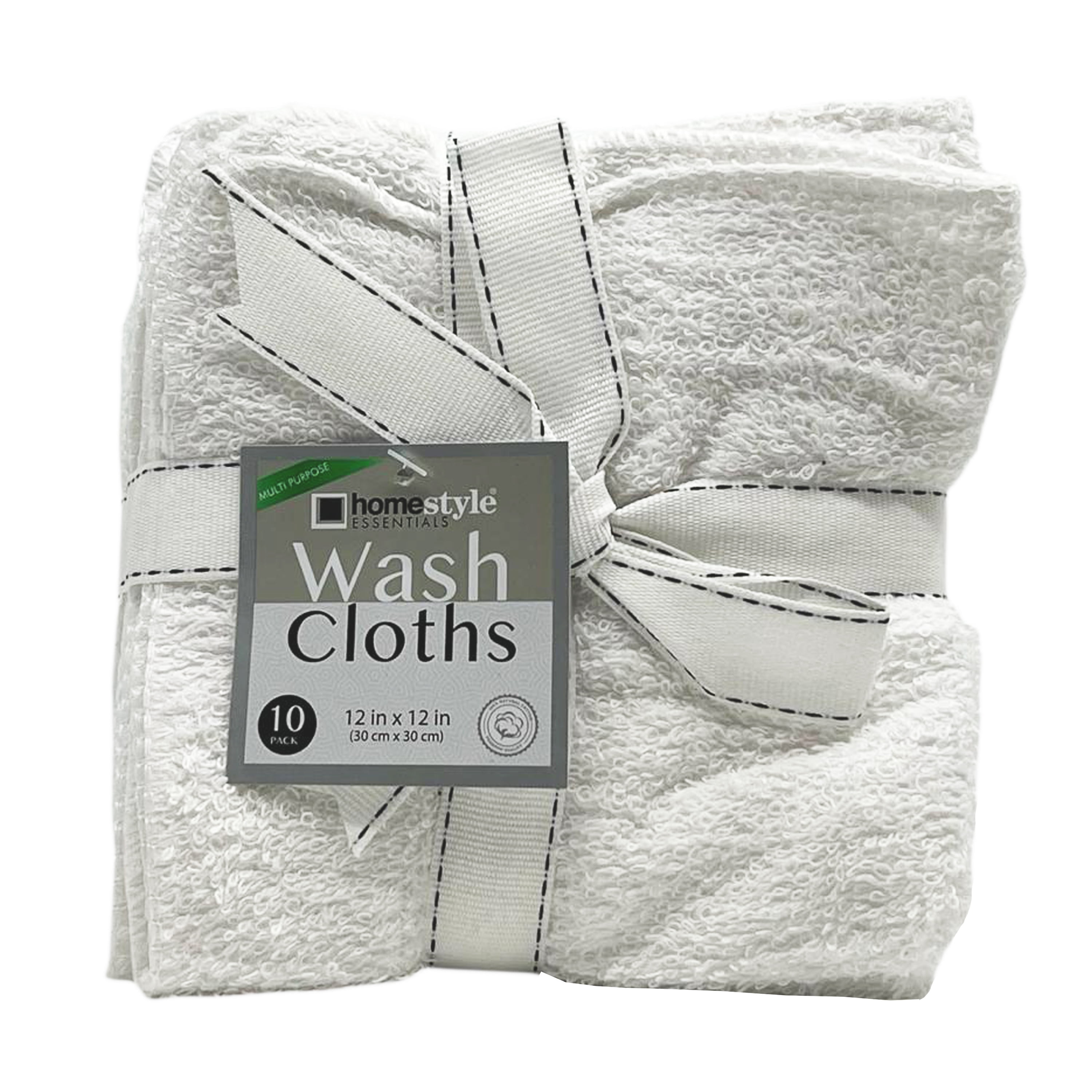 VeZee Home Style Essential 100% Cotton White Wash Cloths, 12x12 in, 30 ...