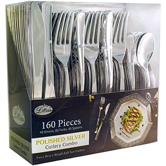 VeZee Lillian Disposable Plastic Polish Silverware Extra Heavyweight ...