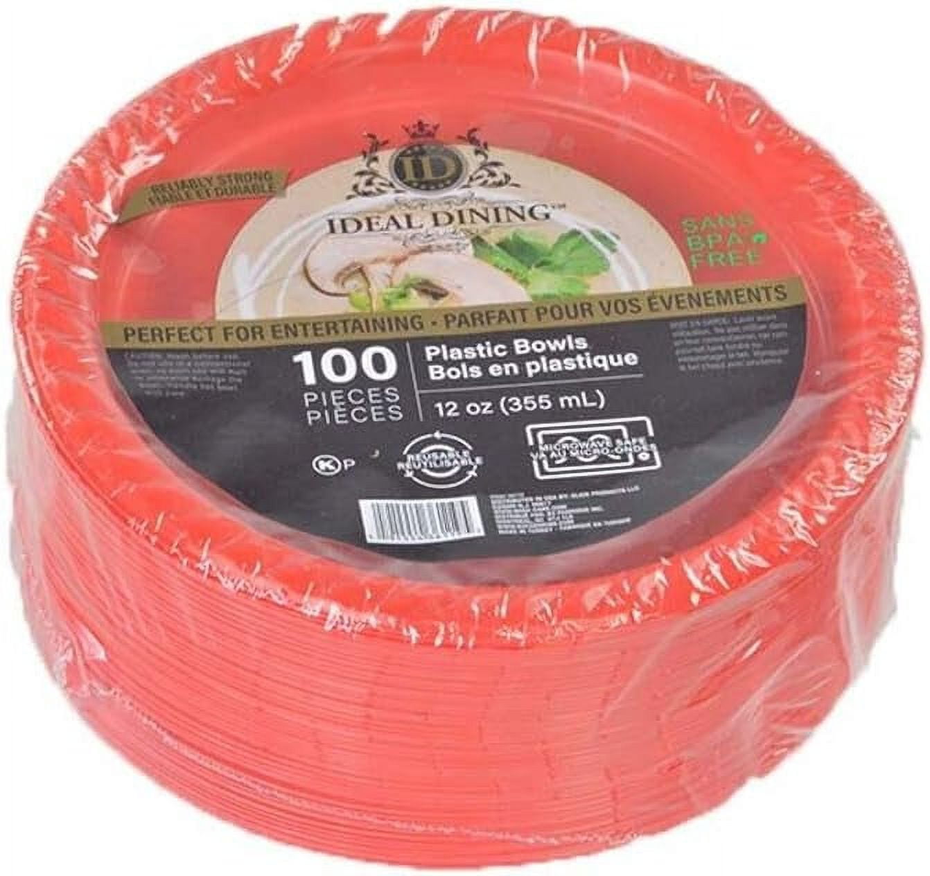 VeZee Red 12oz Disposable Plastic Bowls, 800 Count Bulk Pack for ...