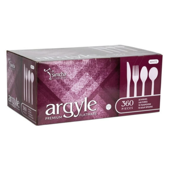 VeZee's Argyle Premium Simcha Collection Flatware White Disposable ...