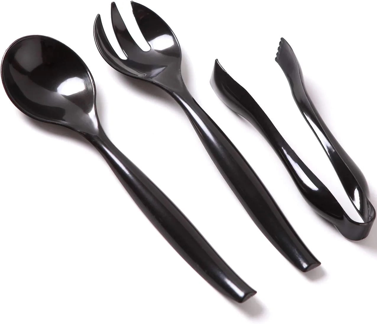 VeZee's Plastic Serving Utensils, Black Heavy Duty Disposable utensil ...
