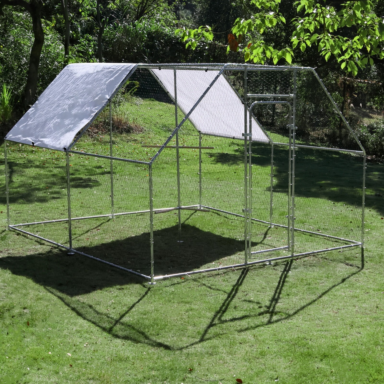 Veado 10x10FT Chicken Coop Run Walk In Poultry Cage Backyard Hen w ...